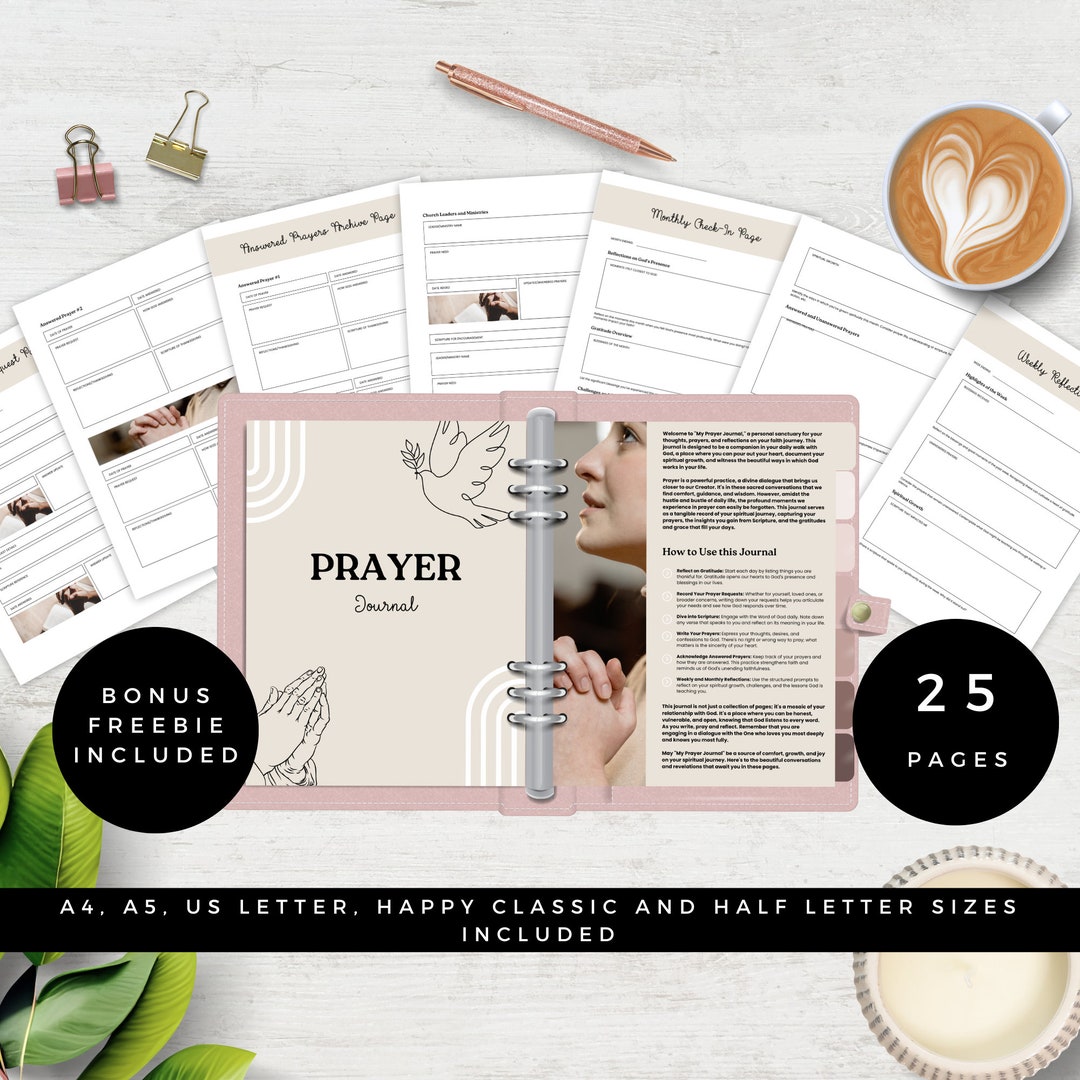 Prayer Journal Printable Bible Study Guide Daily Reflection Template ...