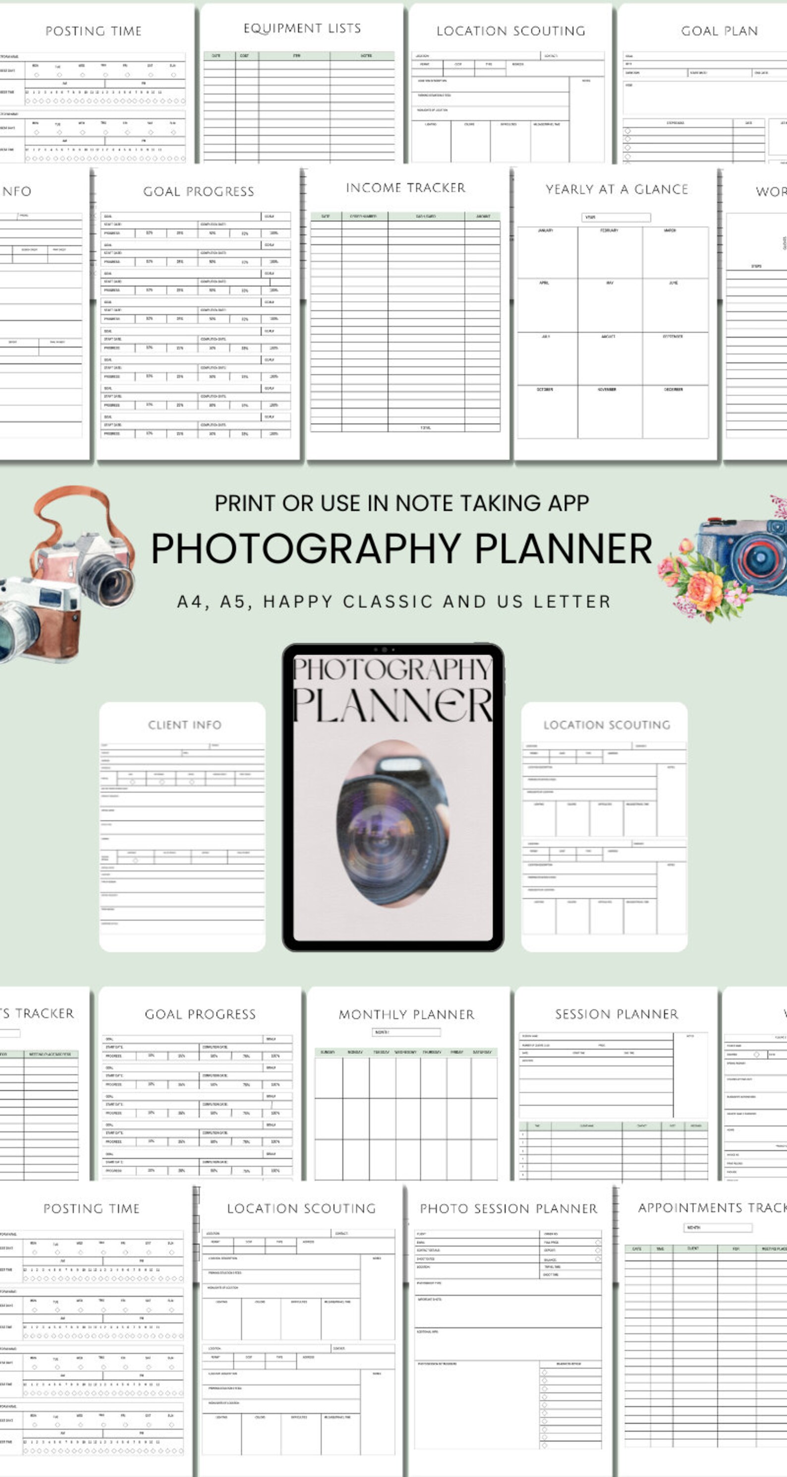 Photography Planner Printable Photographer Session Planner Photography ...