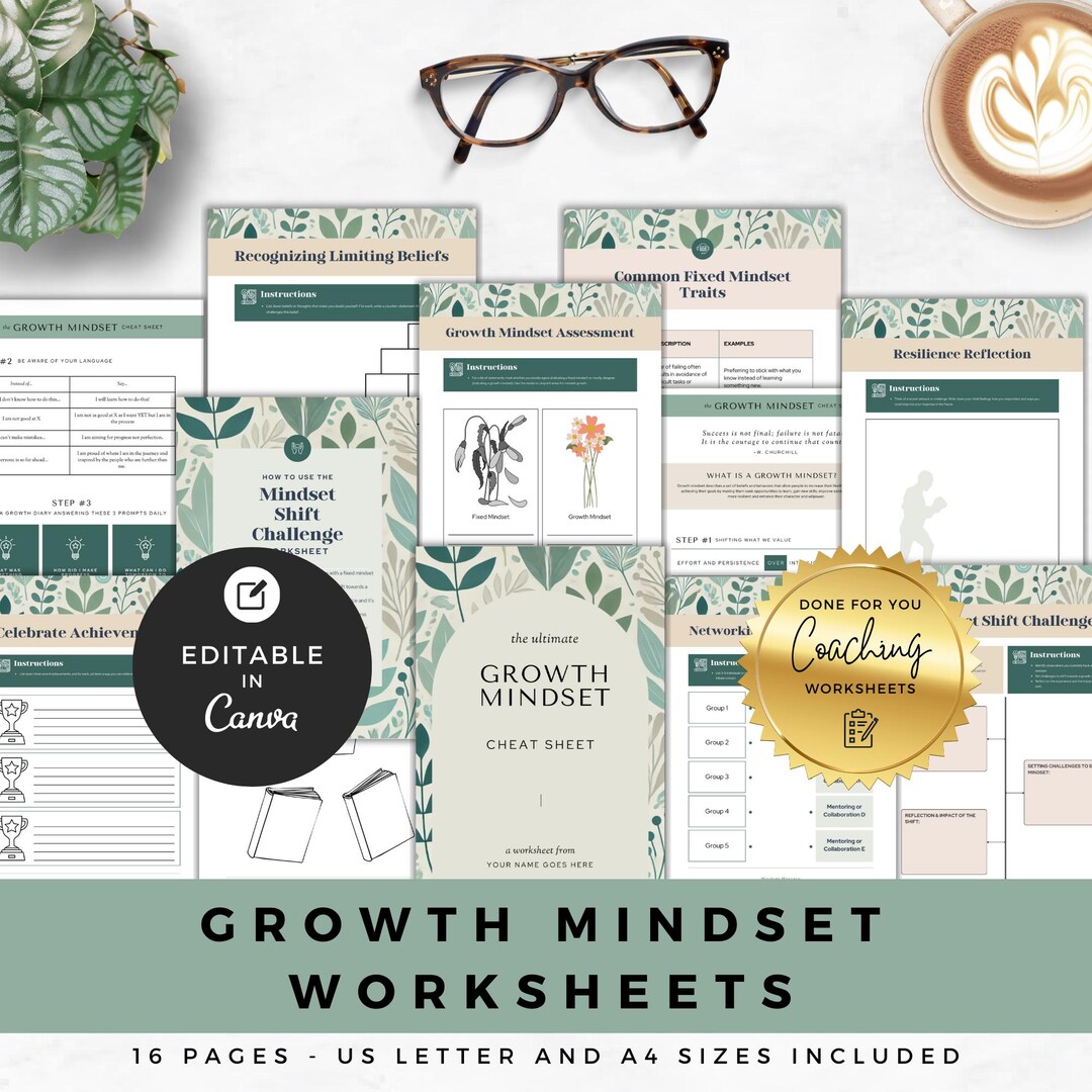 Life Coach Worksheets Growth Mindset Coaching Workbook Printable ...