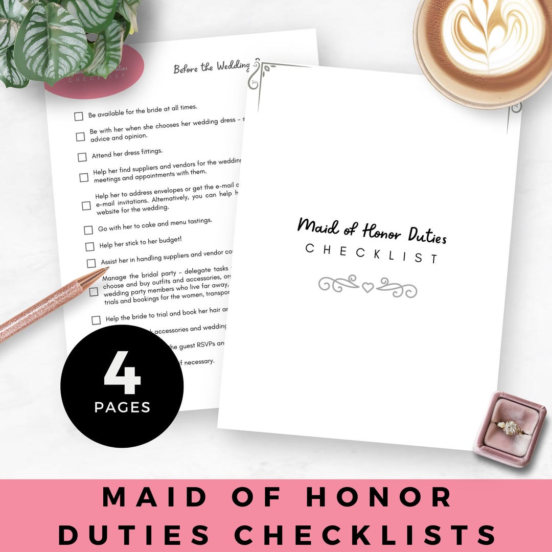 Maid of Honor Duties Checklist, Wedding Planner, Bridesmaid To-do List ...