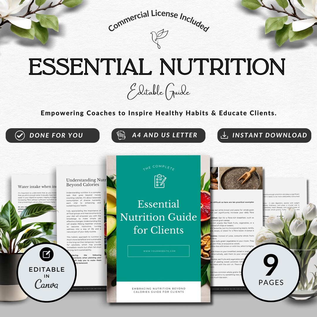 Editable Essential Nutrition Guide for Clients Canva Template for ...