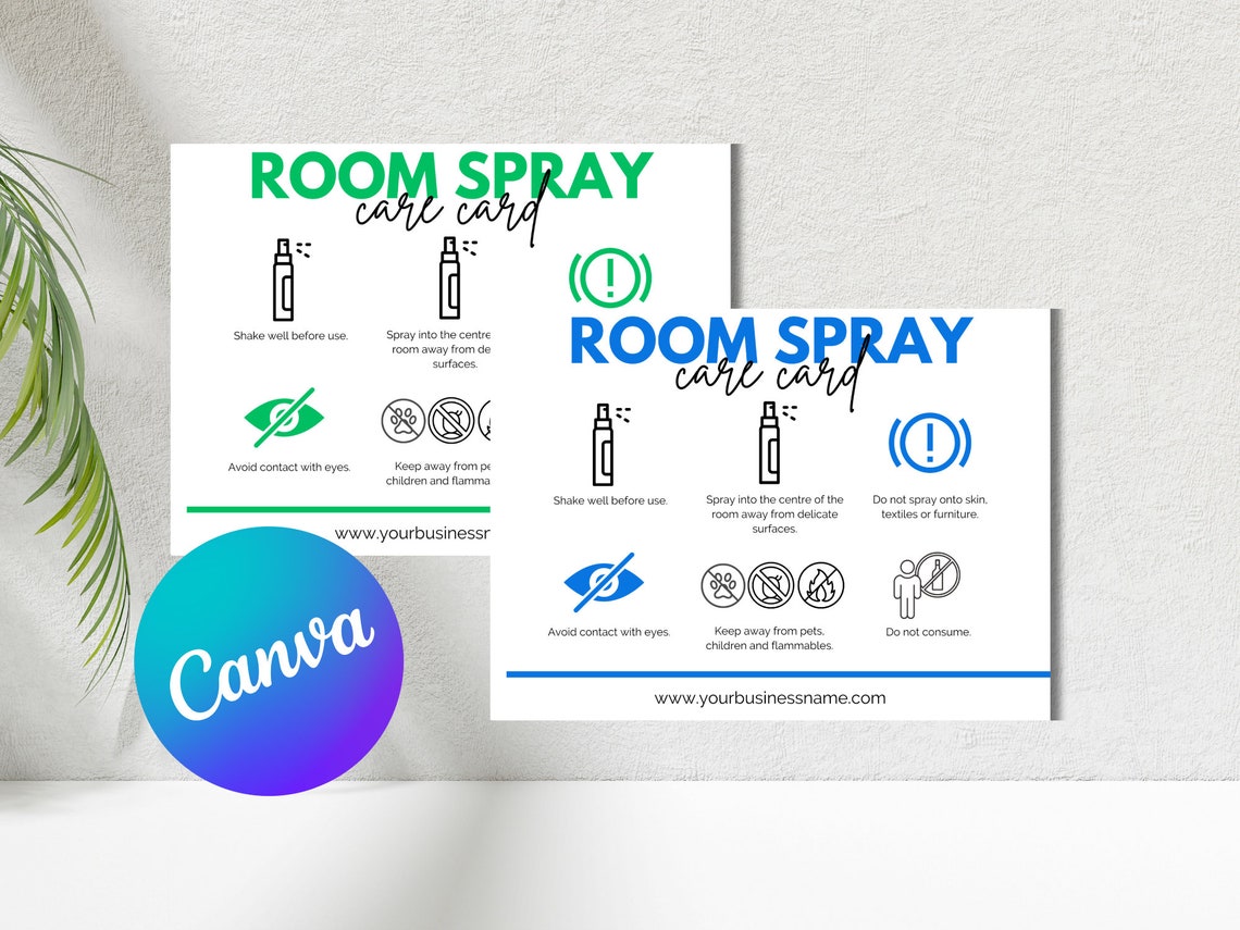 Editable Room Spray Care Card Template for Room Spray Pink - Etsy UK