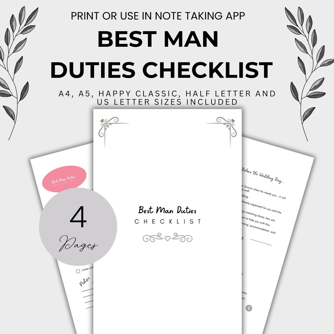 Best Man Duties Checklist, Ultimate Wedding Planning Guide, Essential ...