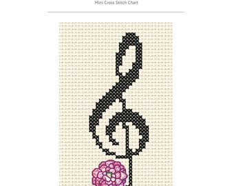 Treble Clef Cross Stitch Pattern PDF - Elise Broderie - - Etsy