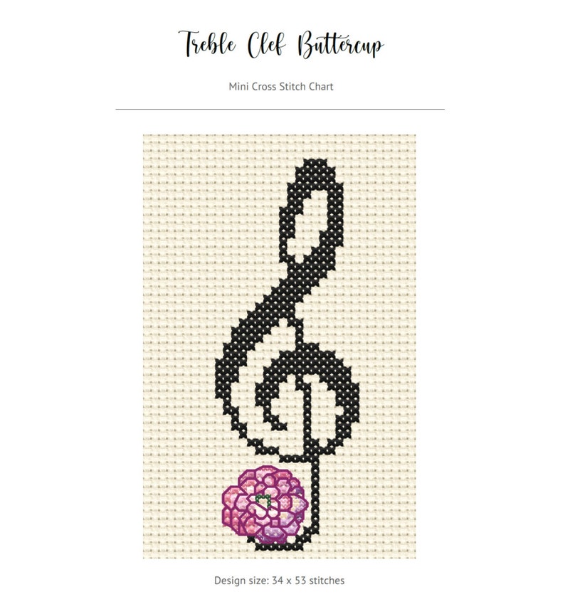 Treble Clef Counted Cross Stitch - Etsy