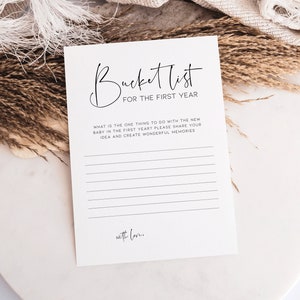Minimalist Baby Shower Game Bucket List for the First Year, Modern Fun ...