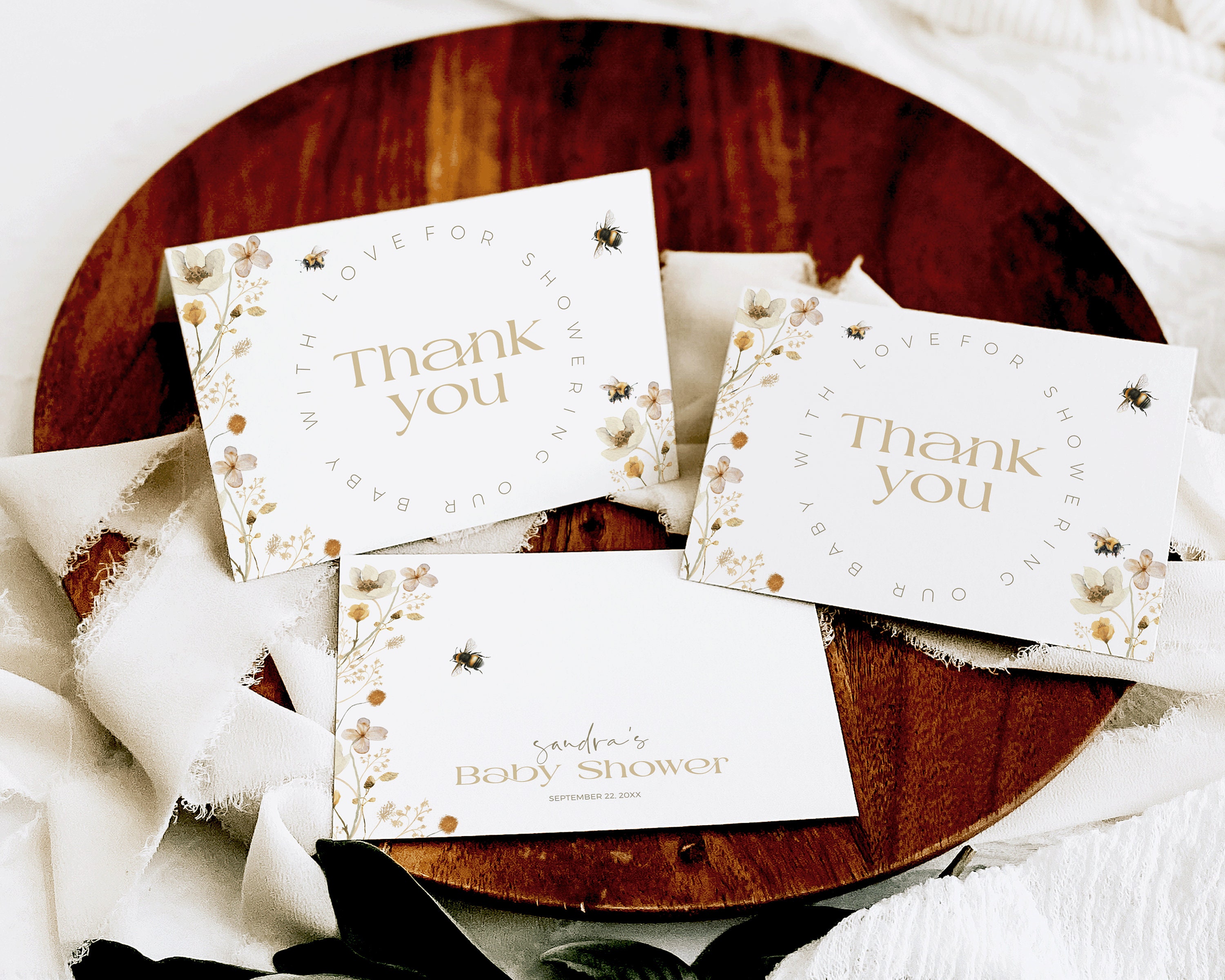 Thank You Note Honey Bee Baby Shower INSTANT DOWNLOAD, Baby in Bloom ...