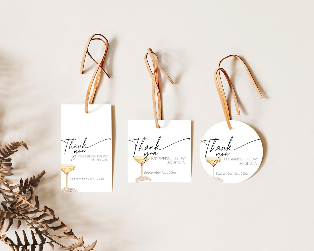 Pearls and Prosecco Thank You Tag Printable Download, Champagne Bubbly ...