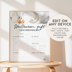 Halloween Boo Buddy Questionnaire Printable, Editable School Gift ...