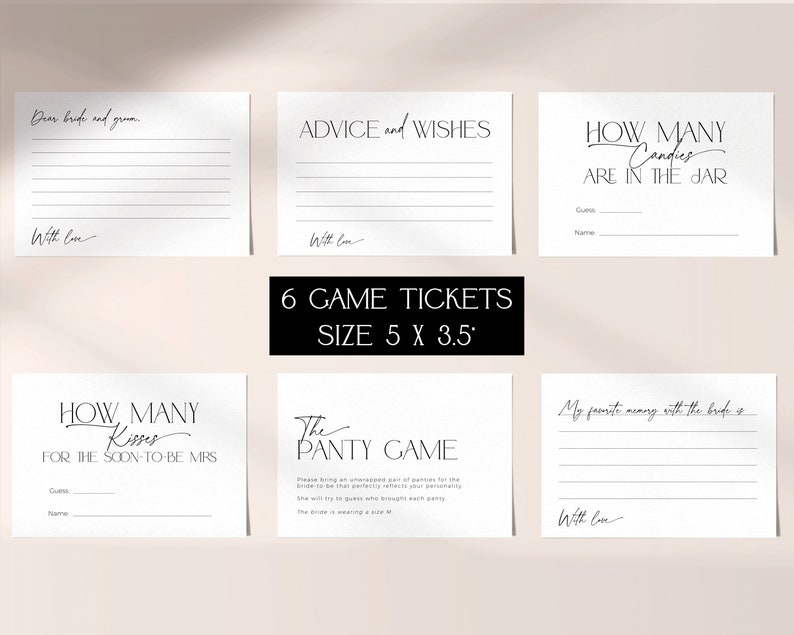 Minimalist Bridal Shower Games Bundle PRINTABLE, Simple Custom Bridal ...