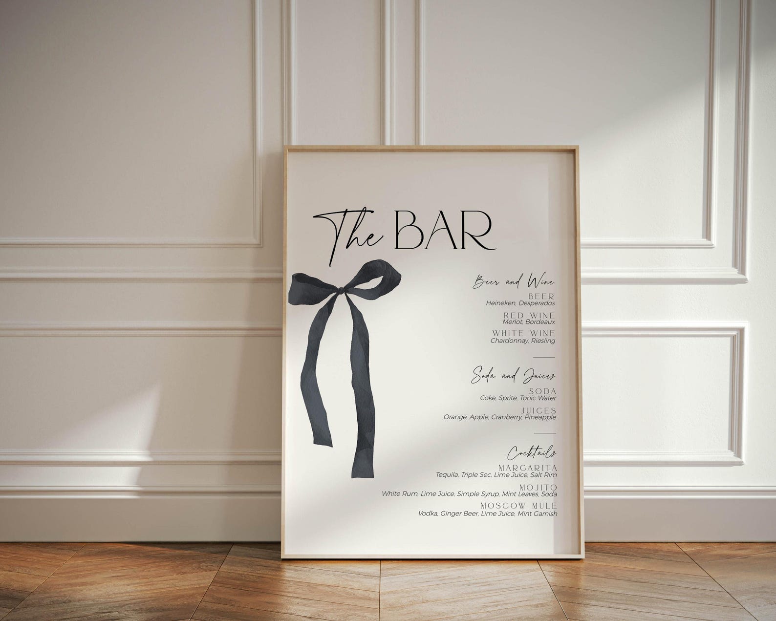 Black Bow Bar Menu Sign Bridal Shower Card, Shes Tying the Knot ...