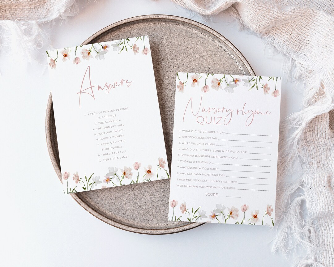 Blush Pink Wild Flower Meadow Nursery Rhyme PRINTABLE Baby in Bloom ...