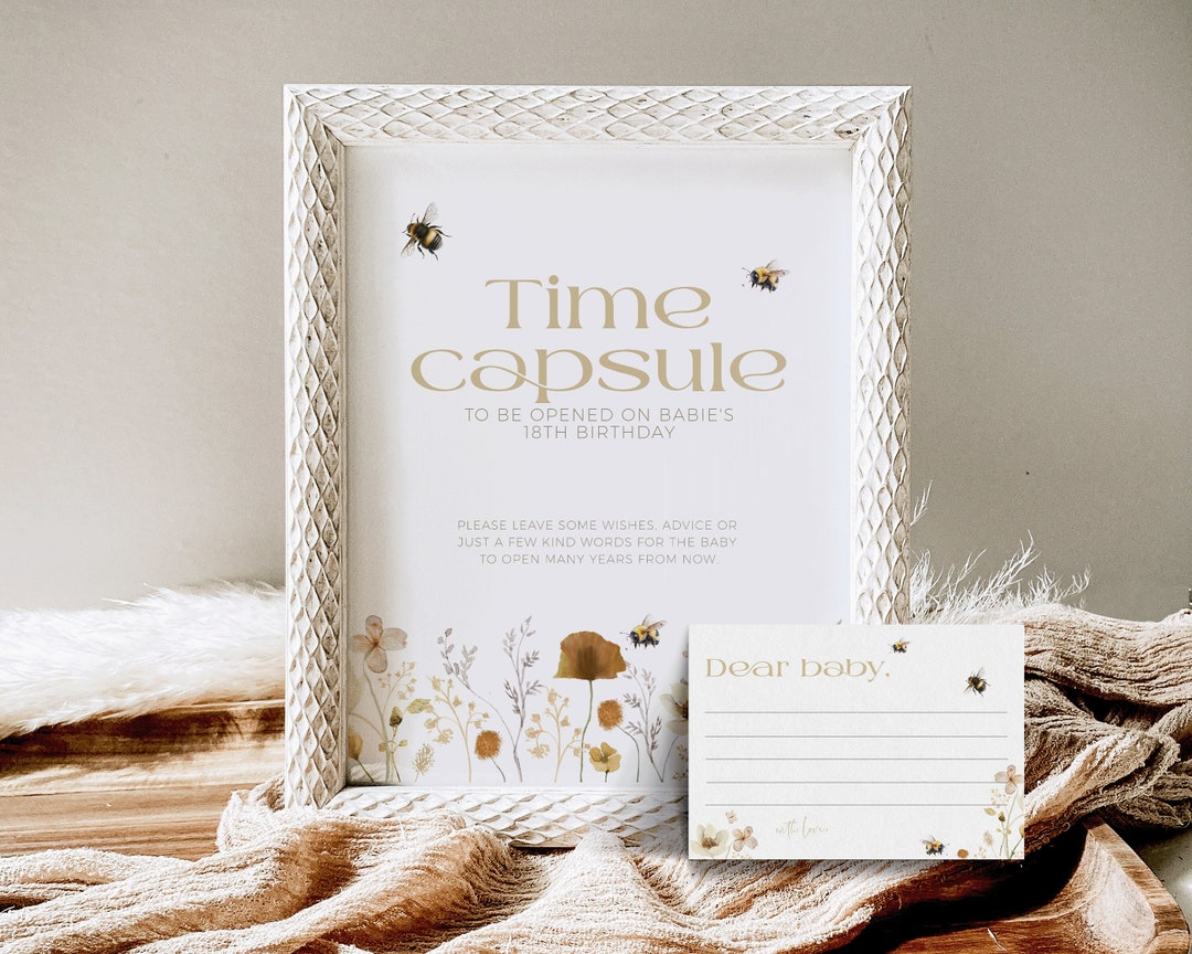 Editable Honey Bee Time Capsule Sign and Wishes for Baby Card Set, Mommy to Bee Signage Activity ...