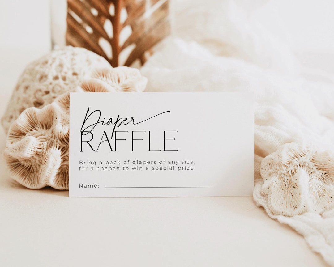 Minimalist Diaper Raffle Ticket Invite Insert, Editable Gender Neutral ...