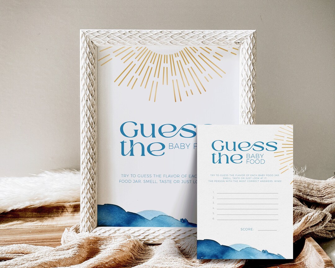 Guess the Baby Food Sign and Card Set Here Comes the Son, Baby Glass ...