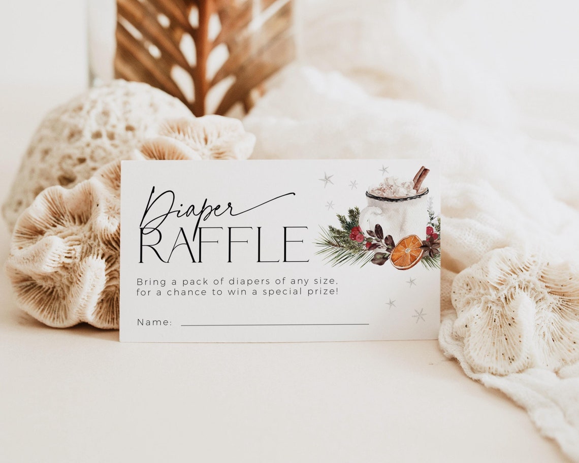 Cookies and Cocoa Christmas Diaper Raffle Ticket Template, Merry Little ...