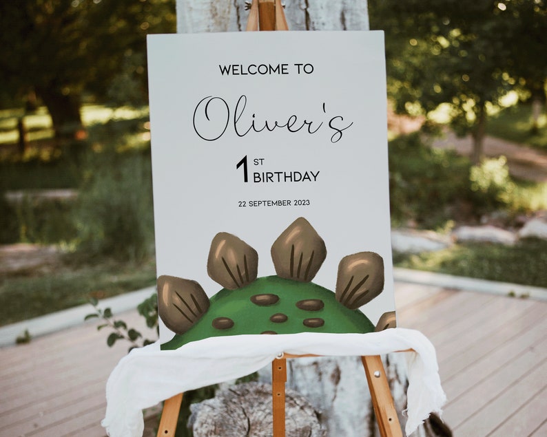 Dinosaur Birthday Welcome Sign Printable, T-rex Party Poster Boy ...