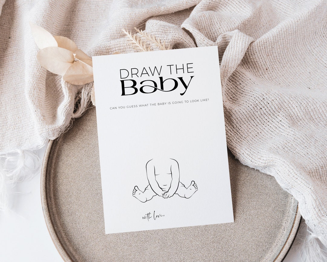 Draw the Baby PRINTABLE Shower Game Minimalist, Baby Predictions Card ...