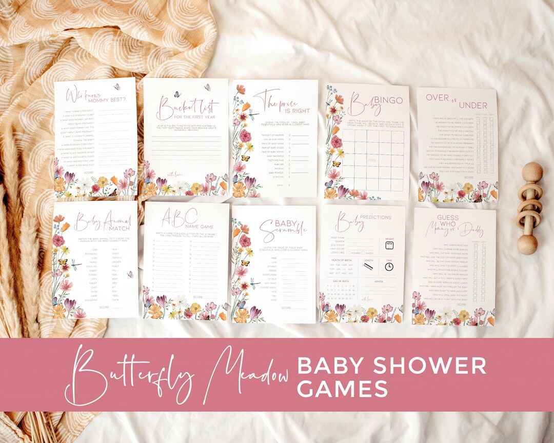 Baby Shower Games Bundle Printable, Baby in Bloom Fun Baby Shower Games ...