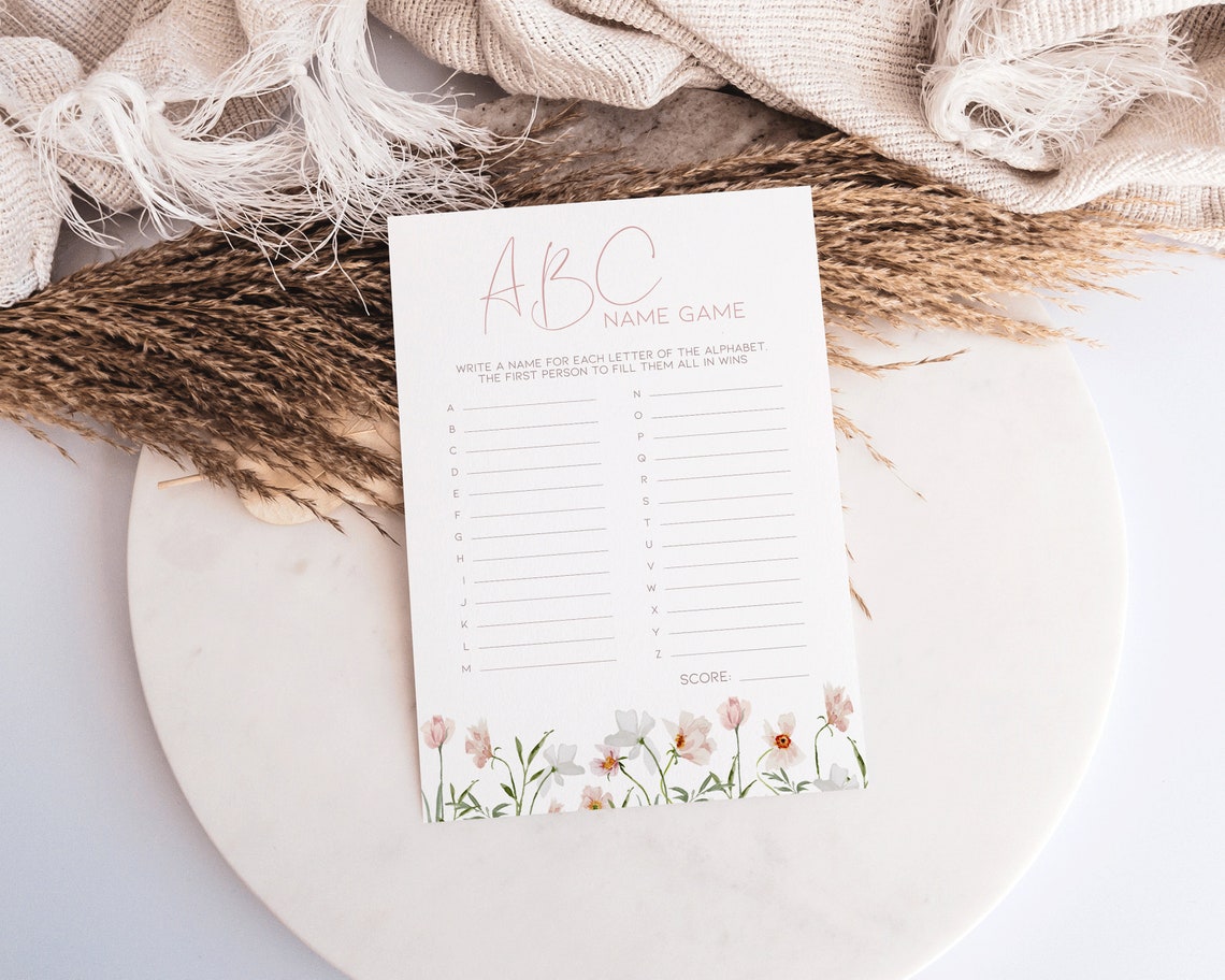 Baby Shower Games ABC Baby Name Game, Baby in Bloom Funny Baby Shower ...