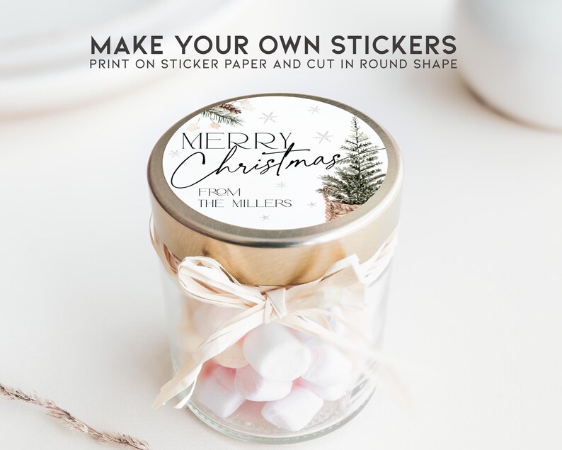Christmas Tree Gift Tag Printable, Xmas Snowflake Event Favor Bag Label ...