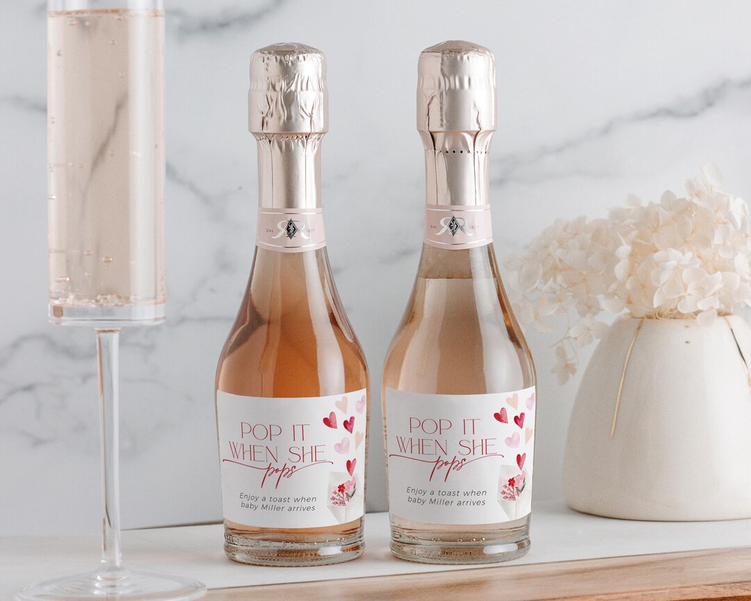 Heart Valentine Pop It When She Pops Mini Champagne Label, February ...