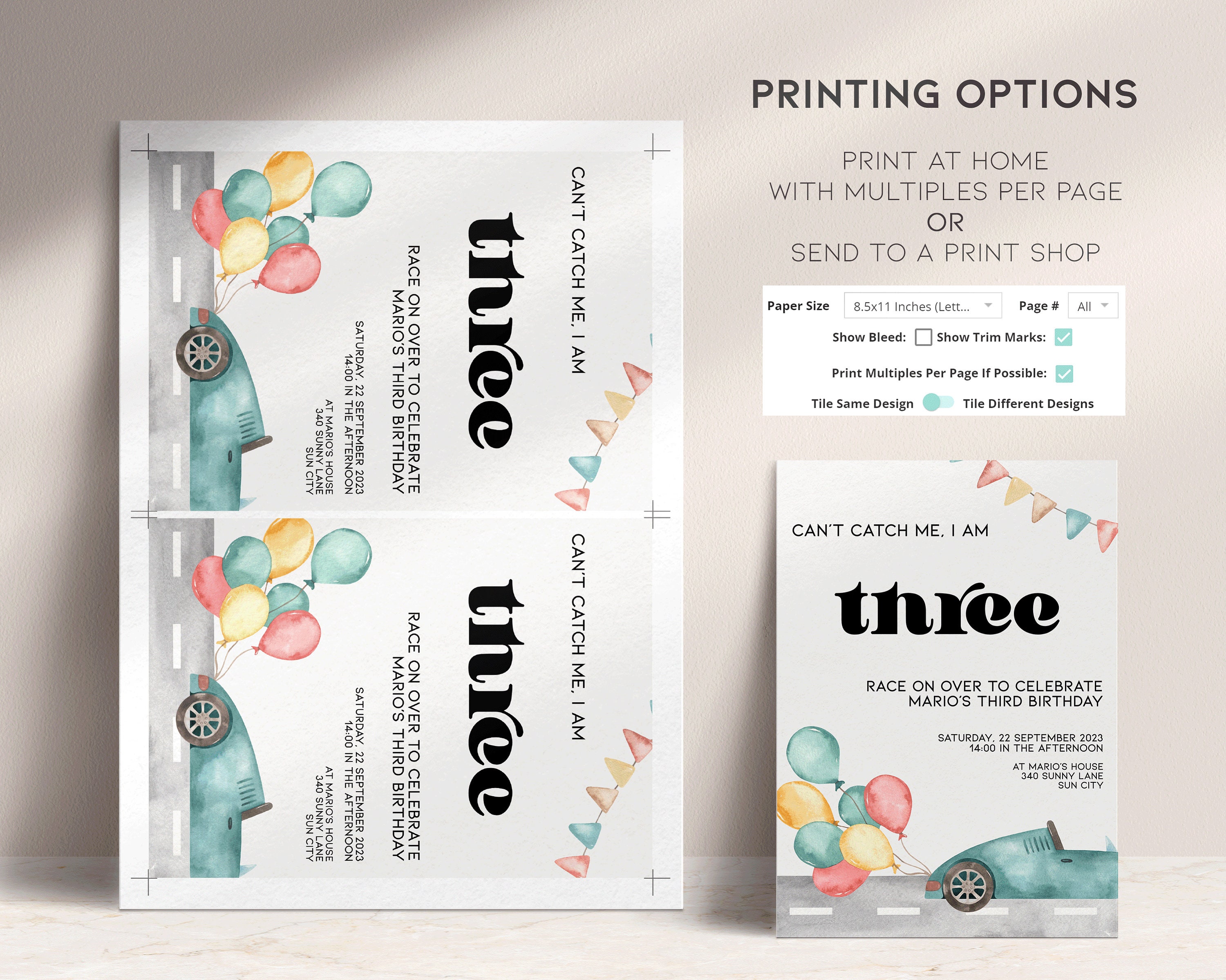 Editable I Am Three Birthday Invitation, 3rd Birthday Party Invite ...