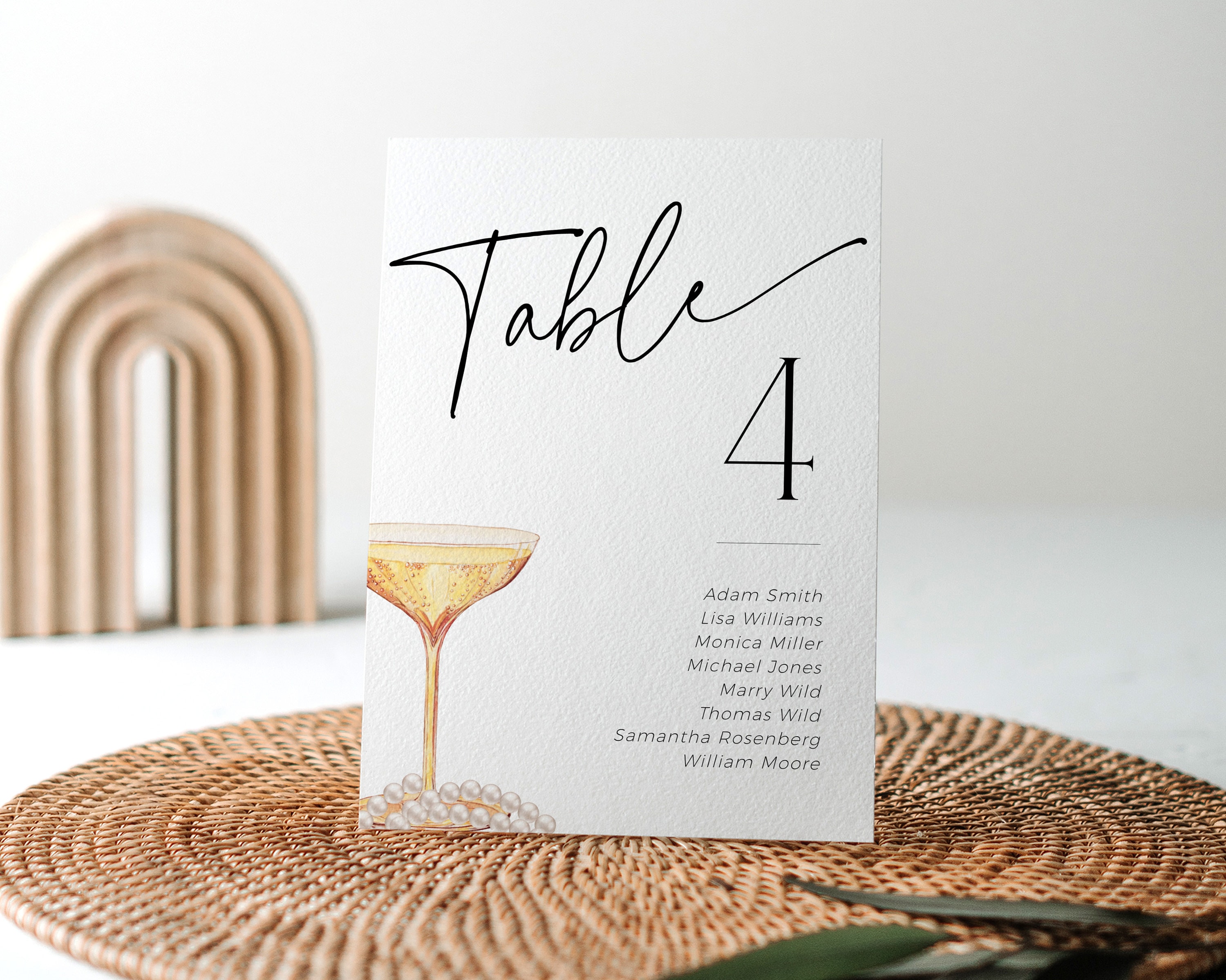 Pearls and Prosecco Table Card Seating Chart Template, Brunch and ...
