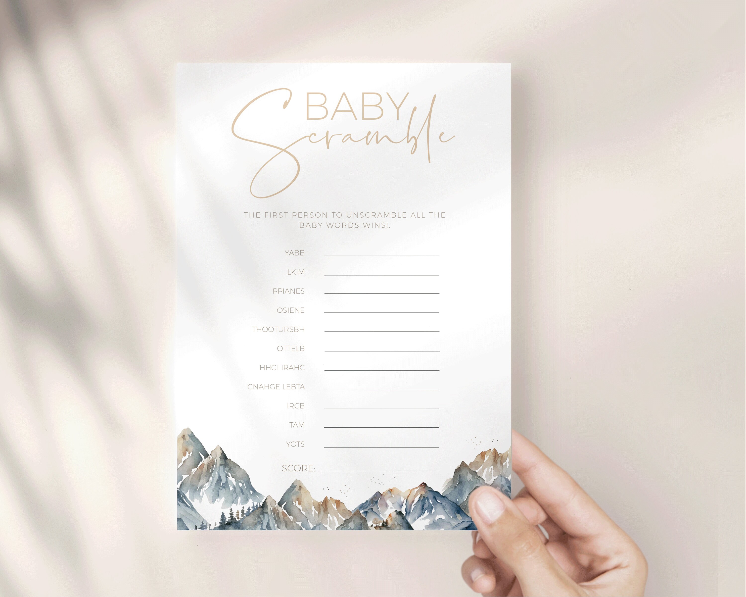 Baby Shower Games Baby Word Scramble, Mountain Themed Funny Baby Shower ...