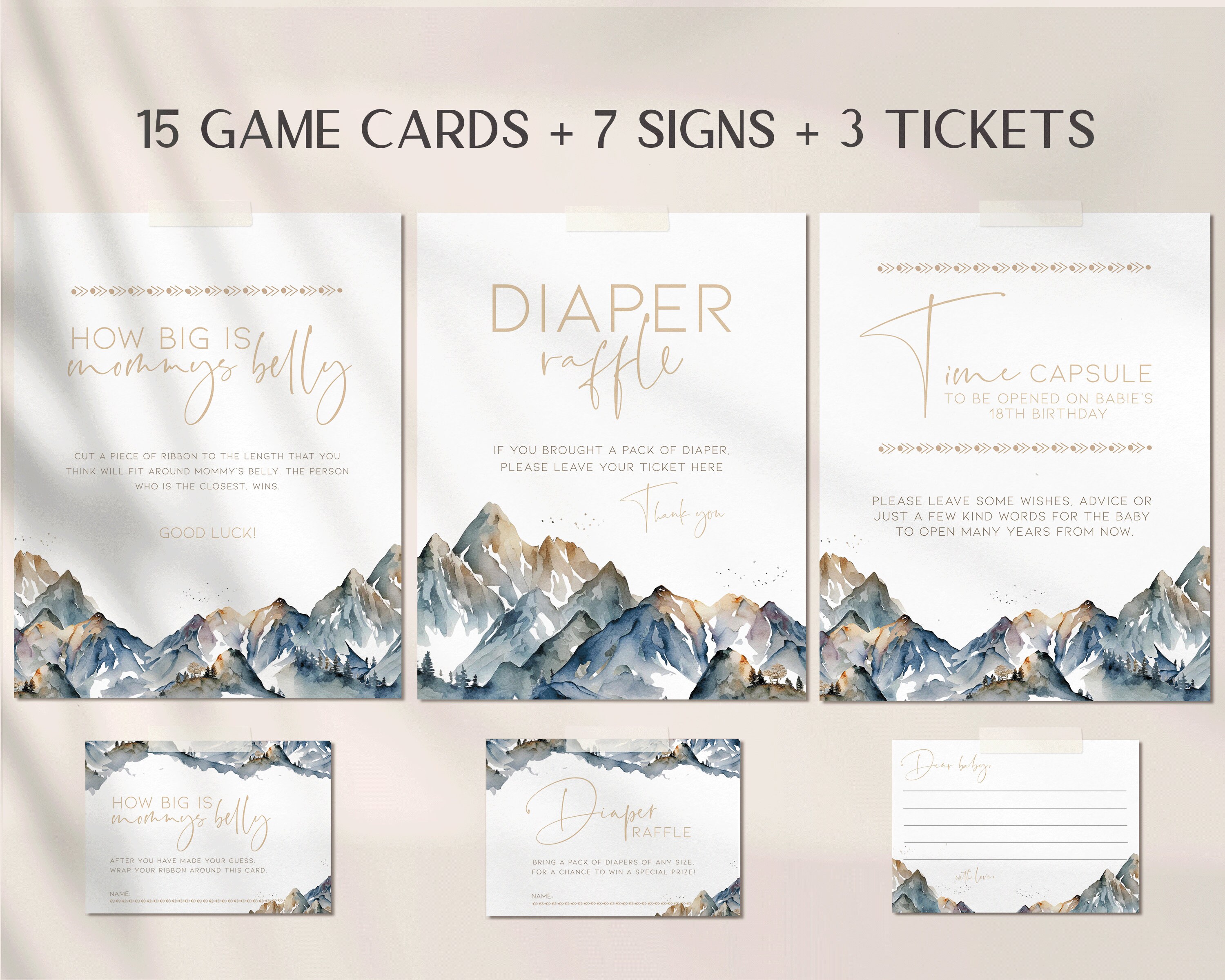 Mountain Themed Baby Shower GAMES BUNDLE Printable, Adventure Awaits ...