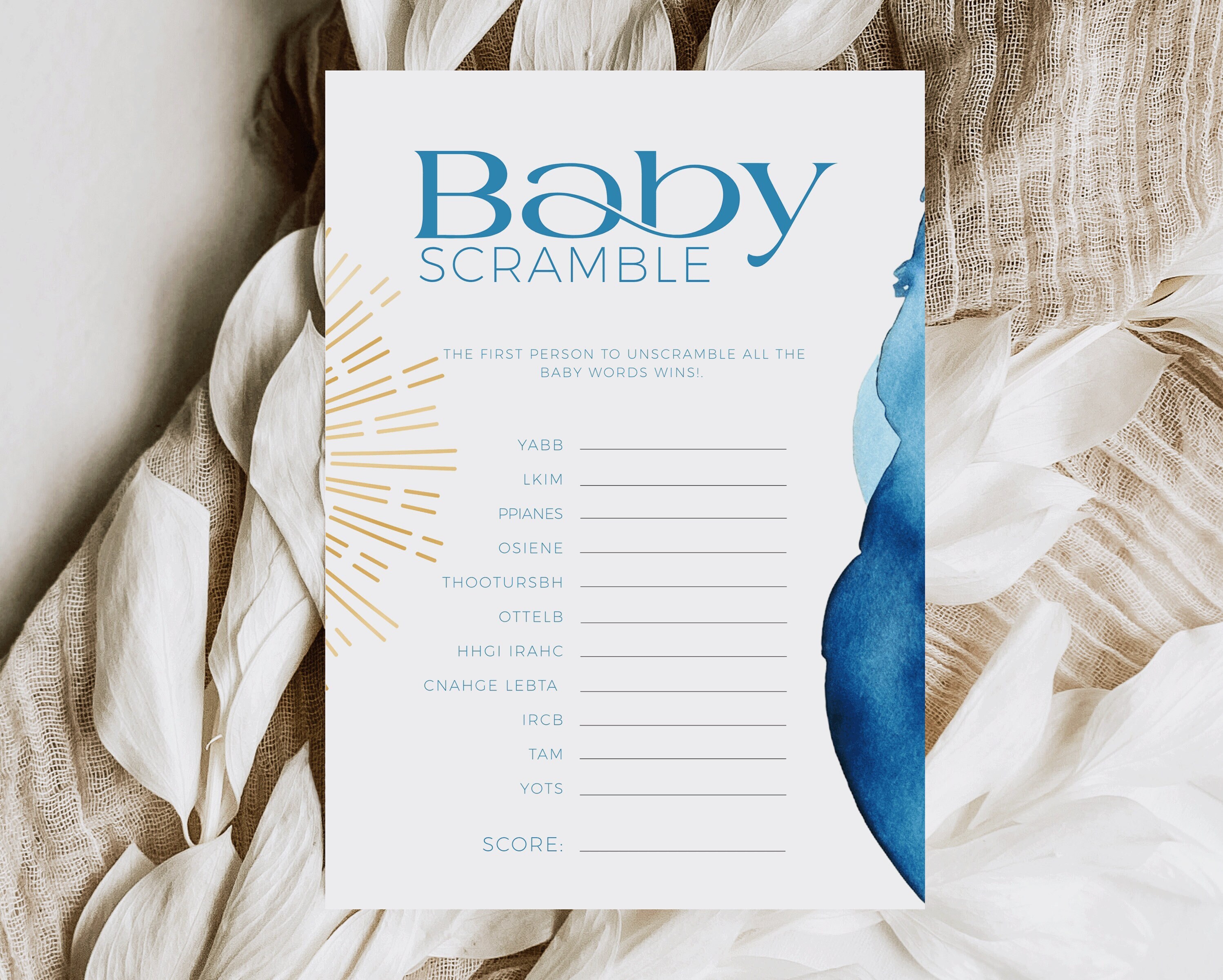 Printable Baby Shower Word Scramble, Here Comes the Son Shower Activity ...