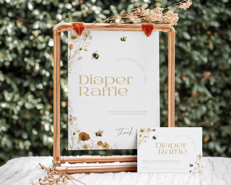 Editable Honey Bee Diaper Raffle Sign and Ticket, Mommy to Bee Signage ...