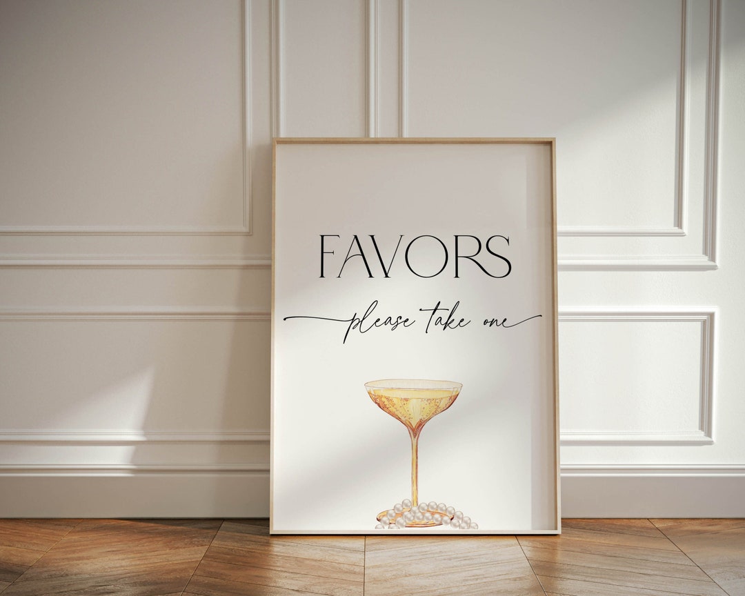 Favors Sign Pearls and Prosecco Bridal Shower, Bubbly Champagne Brunch ...