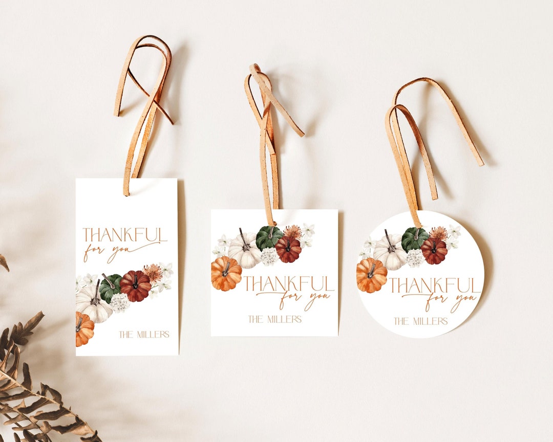 Pumpkin Thanksgiving Gift Tag Printable, Friendsgiving Colorful Fall ...