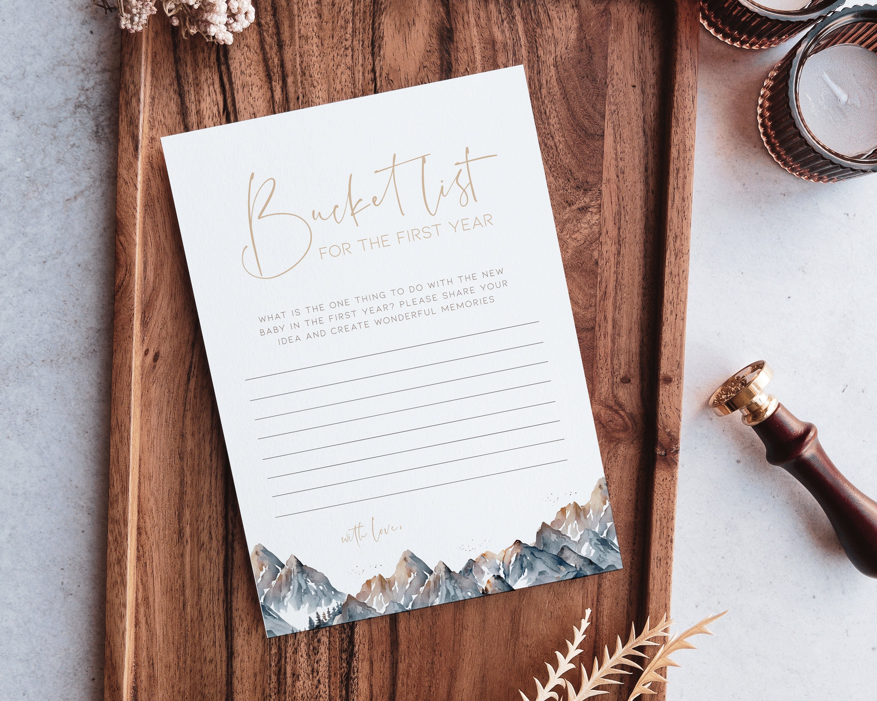Baby Shower Games "bucket List for the First Year", Mountain Themed Fun ...