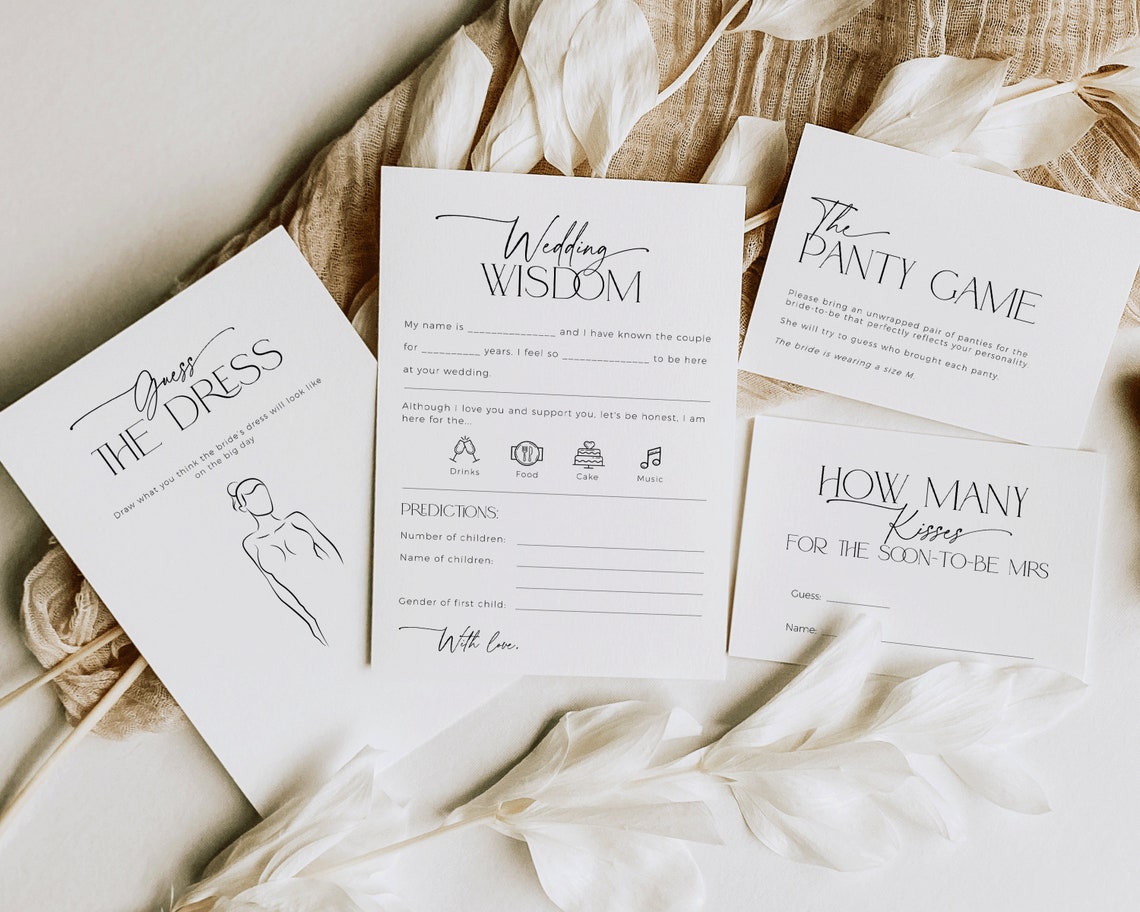 Minimalist Bridal Shower Games Bundle PRINTABLE, Simple Custom Bridal ...