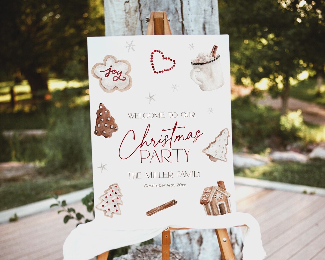 Cookie Swap Christmas Party Welcome Sign Printable, Merry Family ...