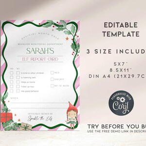 Elf Report Card Girl PRINTABLE, Pink Elf Warning Letter Digital ...