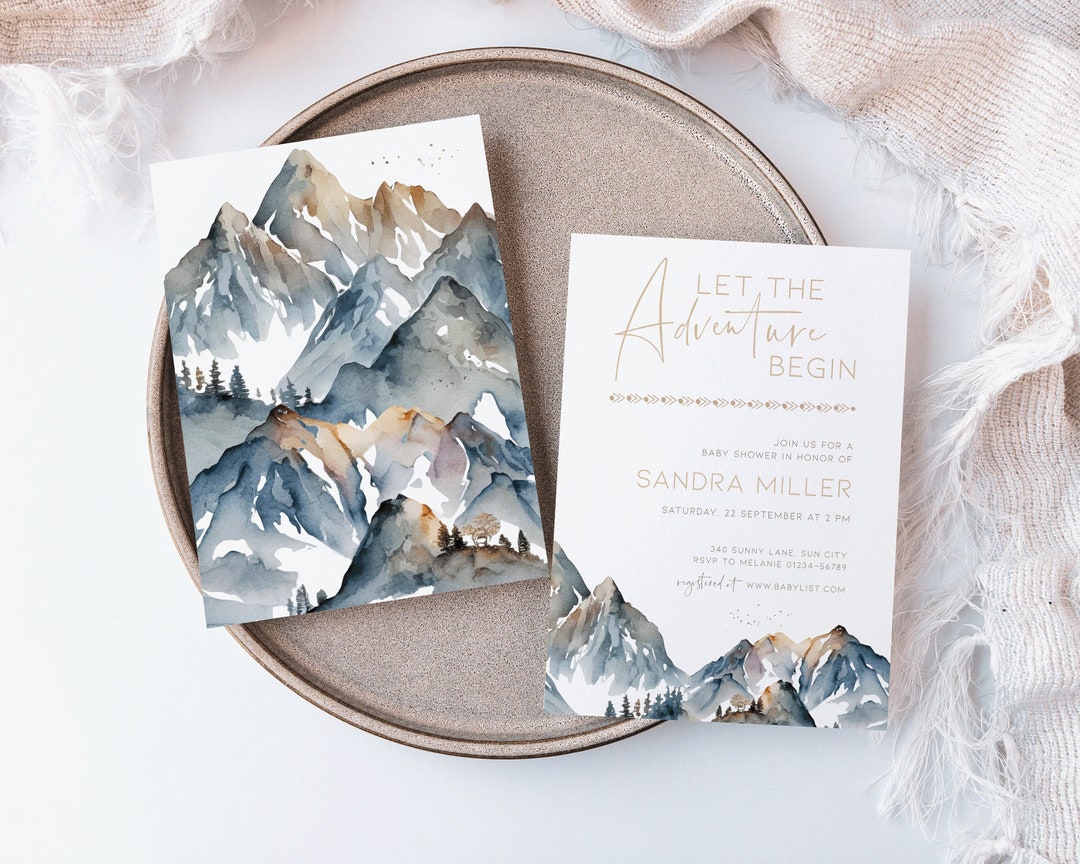 Mountain Themed Baby Shower Invite DIGITAL DOWNLOAD, Adventure Awaits ...