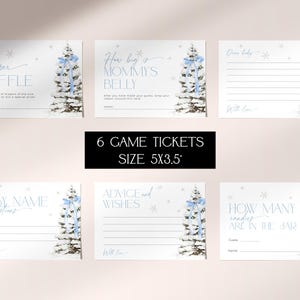 Blue Bow Winter Wonderland Baby Shower Games Bundle Forest, Editable ...