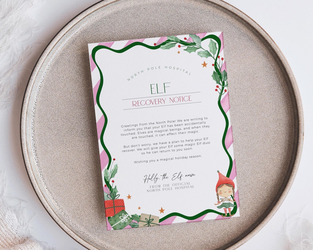 Elf Recovery Notice PRINTABLE, Official Santa Claus Hospital Letter ...