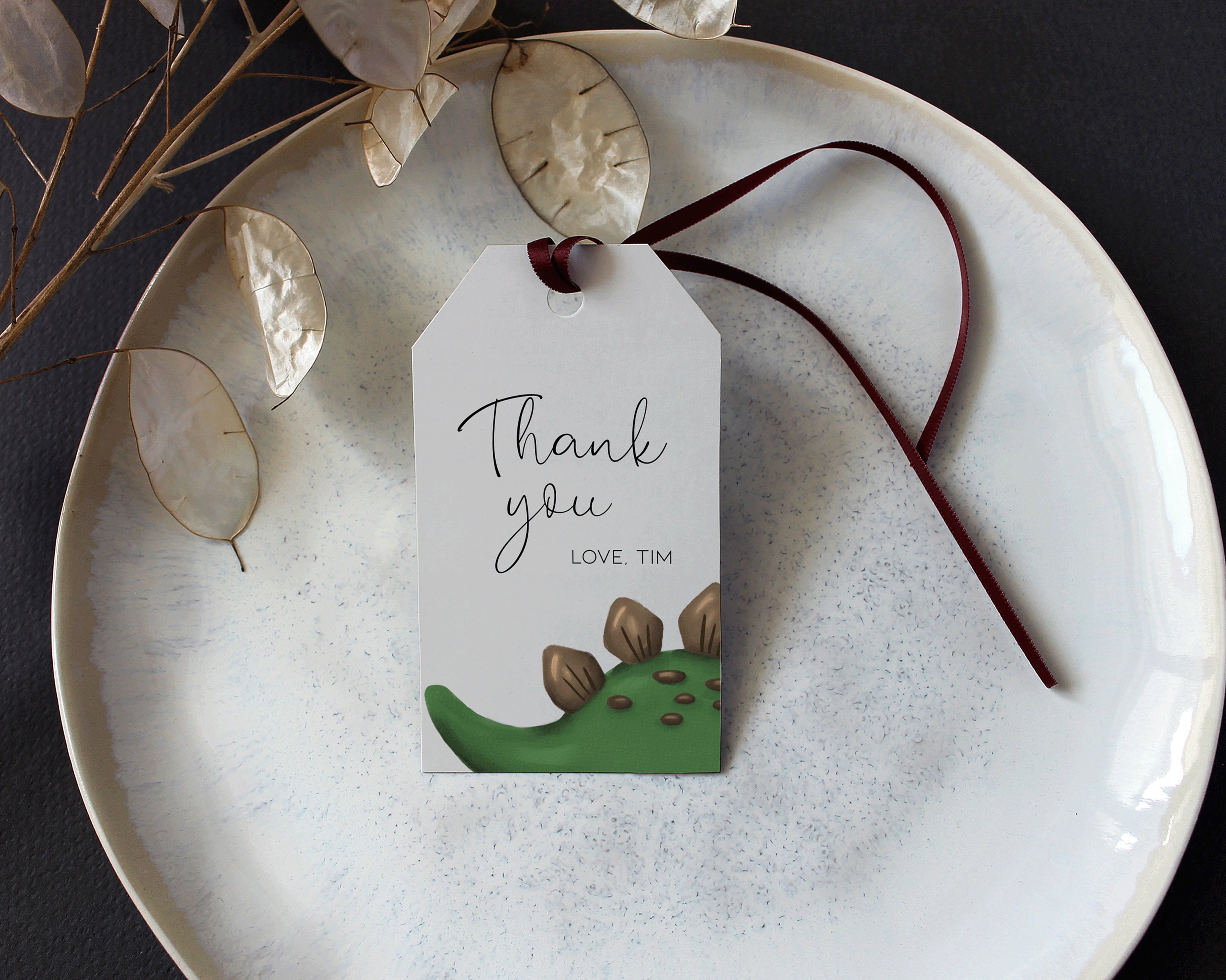 Dinosaur Birthday Favor Tag Template, Printable Dino Thank You Tag ...