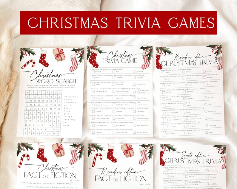 Christmas Games Bundle for Families, Fun Adult Christmas Party Games to ...