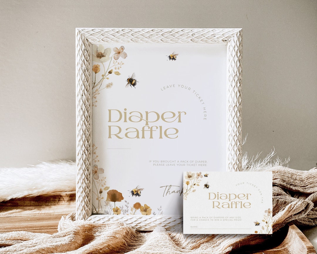 Editable Honey Bee Diaper Raffle Sign and Ticket, Mommy to Bee Signage ...
