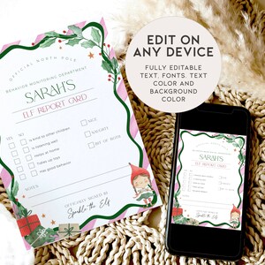 Elf Report Card Girl PRINTABLE, Pink Elf Warning Letter Digital ...