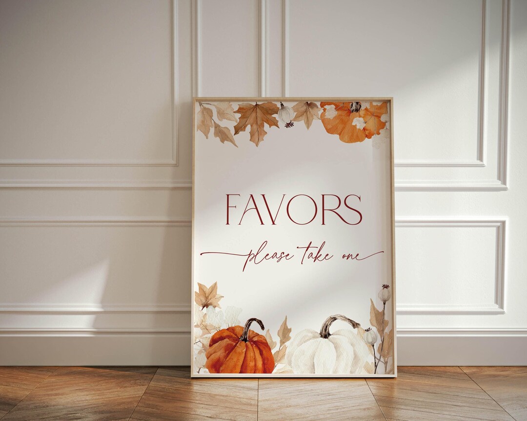 Favors Sign Fall in Love With Bridal Shower, Orange Take a Favour ...