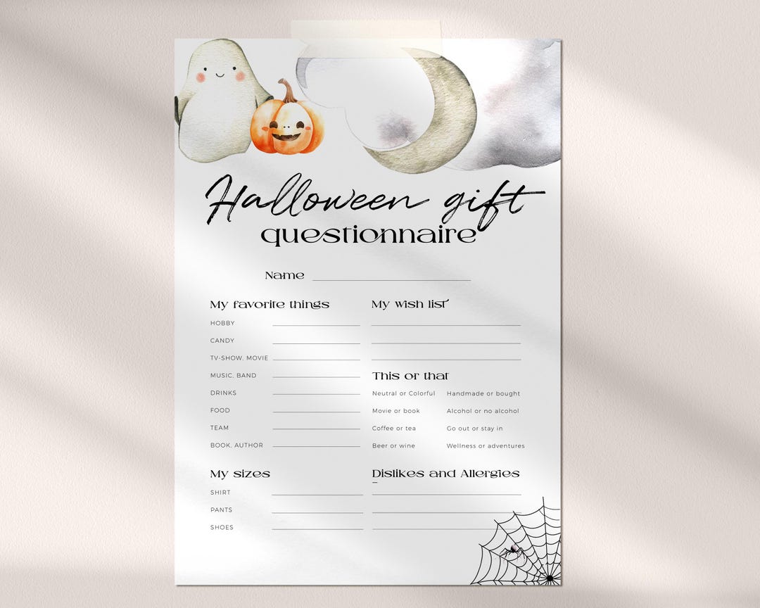 Halloween Boo Buddy Questionnaire Printable, Editable School Gift ...