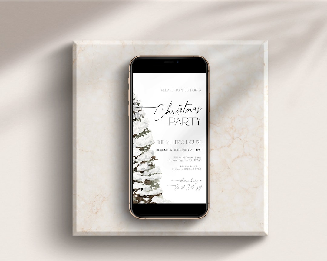 Christmas Tree Party Digital Invitation, Holiday Online Invite ...