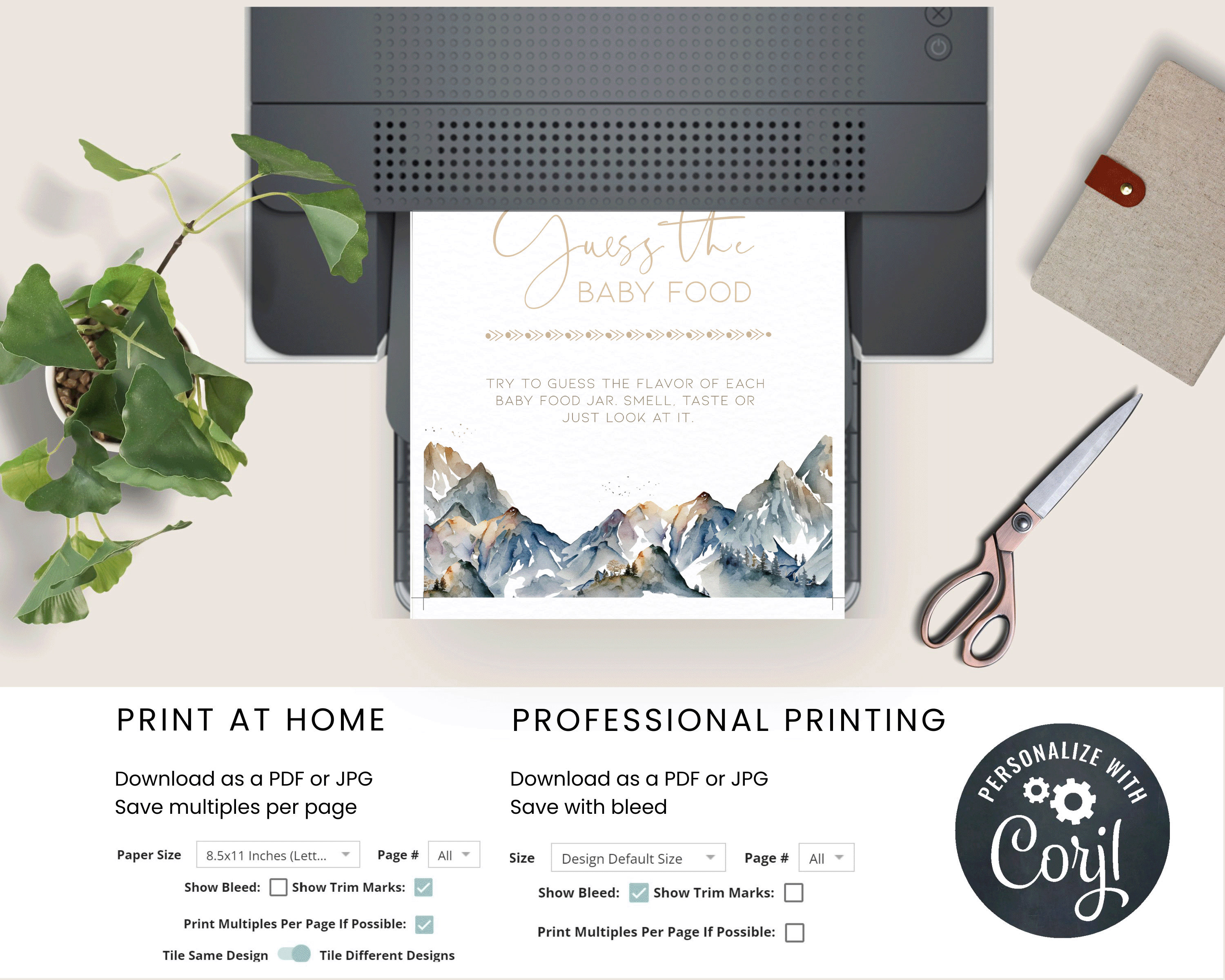 Mountain Themed Baby Shower Game Guess the Baby Food Sign DIGITAL ...