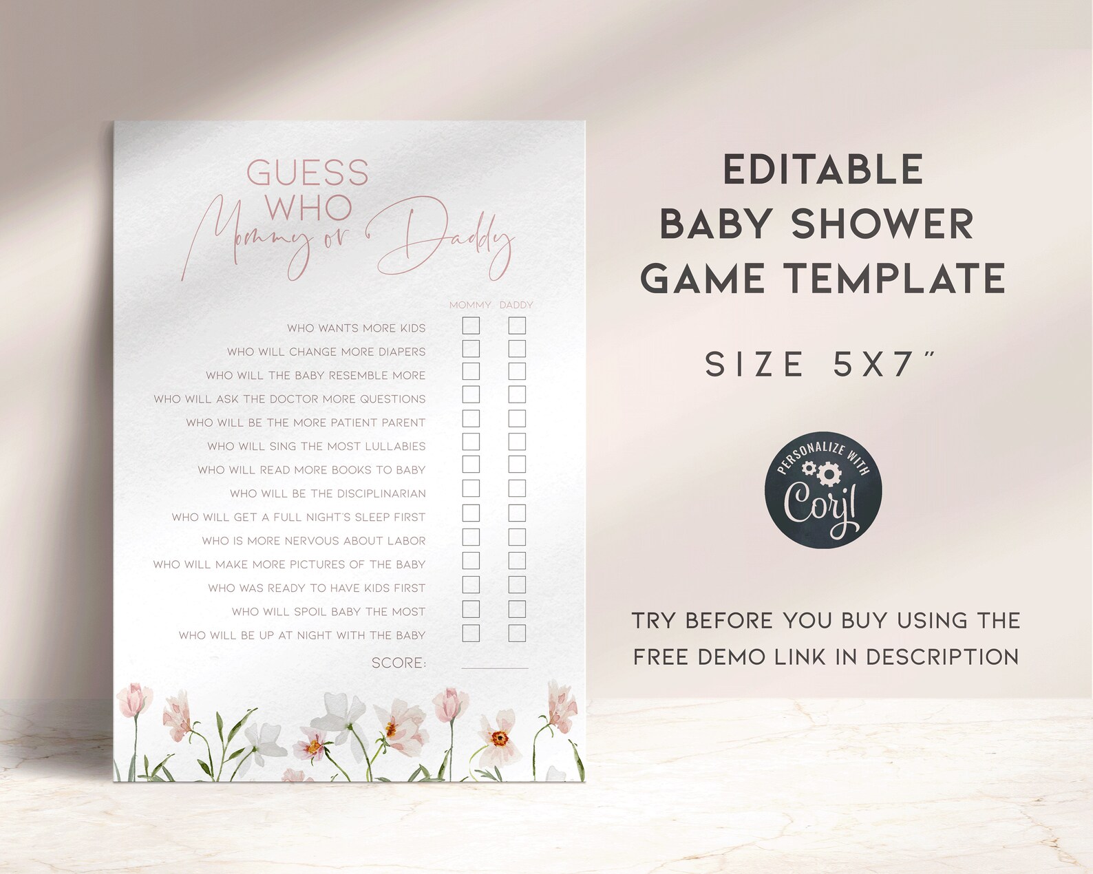 Custom Guess Who Template Baby Shower Games, Baby in Bloom Game Guess ...